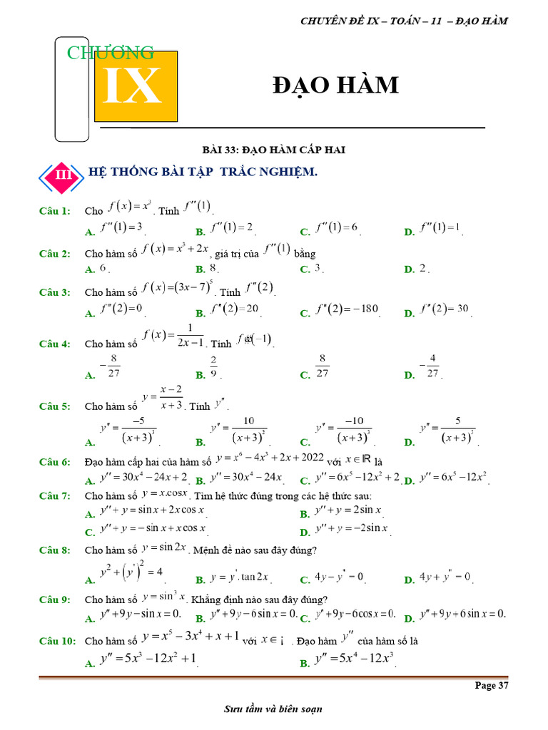 Toan-11 C9 B33.2 Dao-Ham-Cap-Hai TN de | PDF