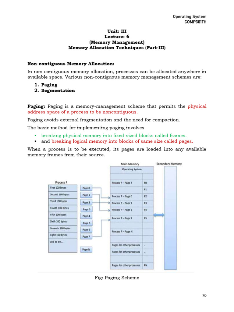 Unit III Lecture 6 Memory Allocation Techniques Part III | PDF | Computer Data | Computer ...