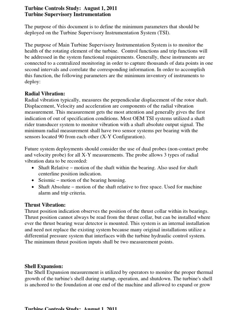 Turbine Supervisory Instrumentation Guide | PDF | Turbine | Bearing ...