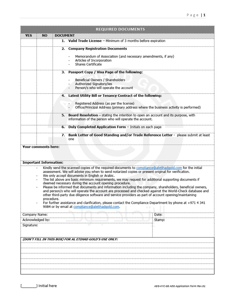 Al Etihad Gold Account Application Form Revision 01 | PDF | Gold ...