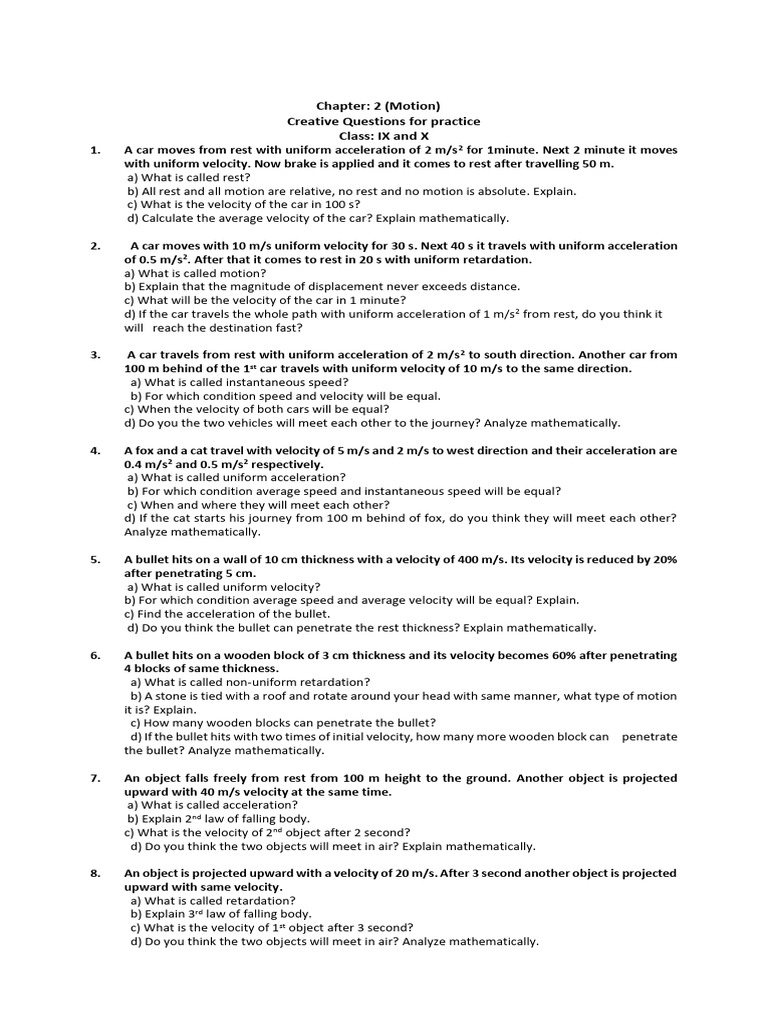 Chapter 2 Physics | PDF | Acceleration | Velocity