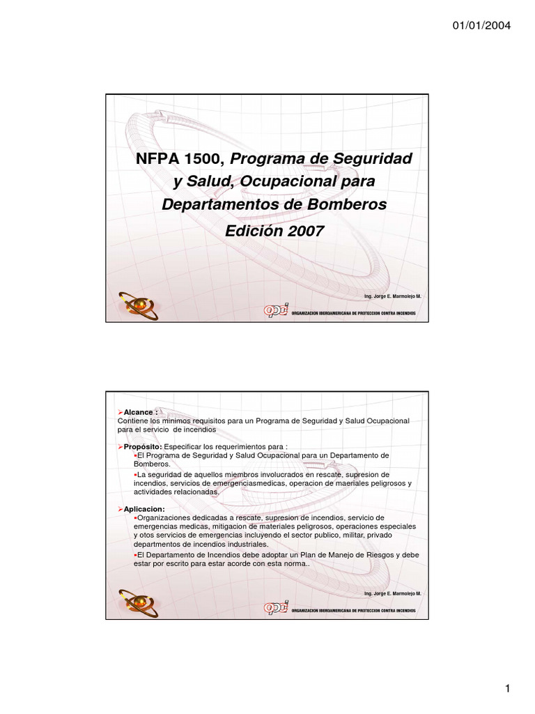 NFPA 1500 - Jorge Enrique Marmolejo | PDF | Seguridad y salud ocupacional | Bombero