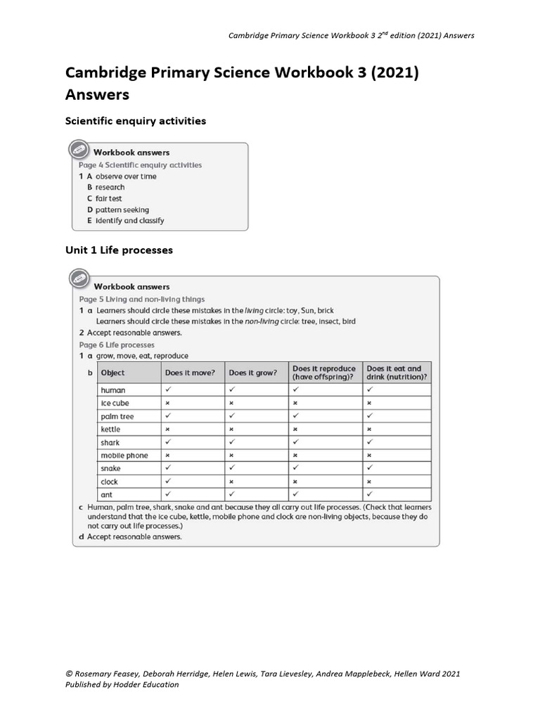 Science Stage 3 Workbook Answers | PDF | Physical Chemistry | Phases Of Matter