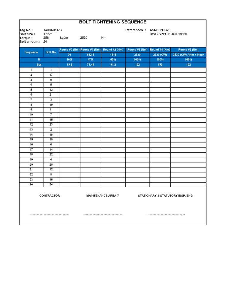 Bolt Tightening Sequences 140D601AB, 140D602AB, 140V603 | PDF