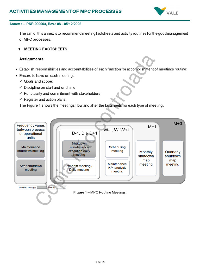 PNR-000004 - 08 - Annex 1 - Activities Management of MPC Processes Rev - 08 | PDF