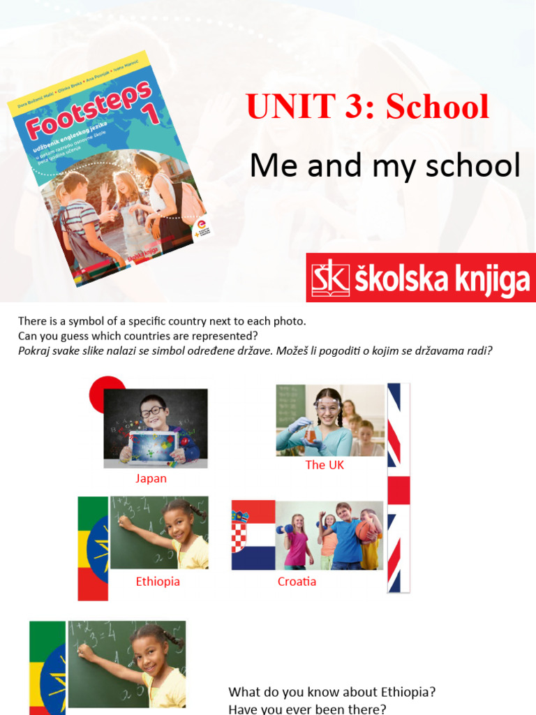 Footsteps 1, U3 - L2 Me and My School | PDF