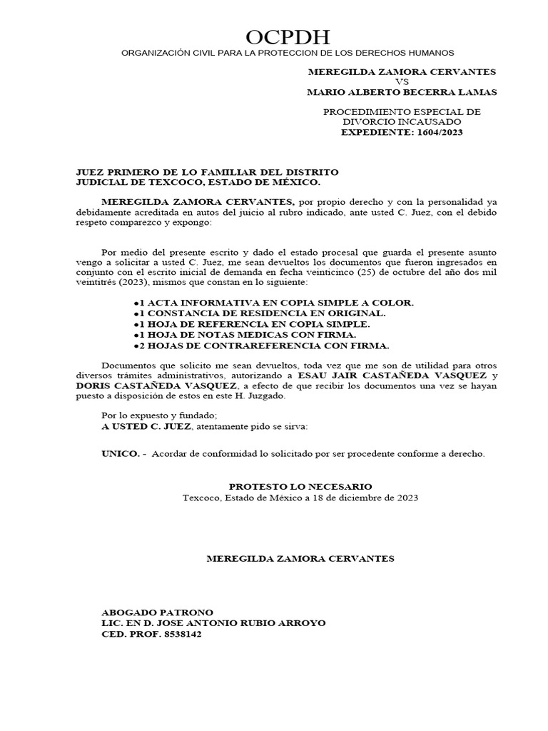 devolucion de documentos | PDF