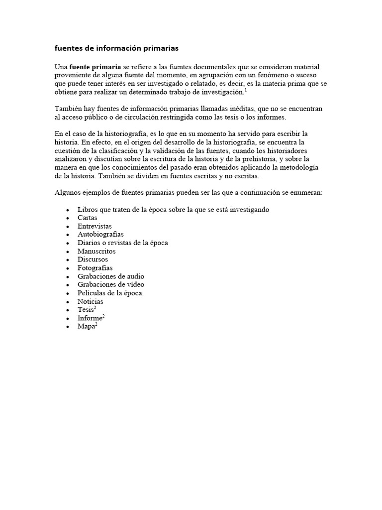 Fuentes de Información Primarias | PDF