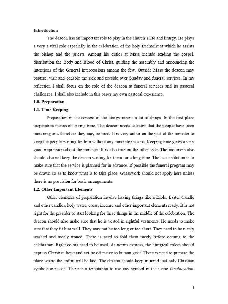 Deacon's Role in Funeral Services | PDF | Funeral | Deacon