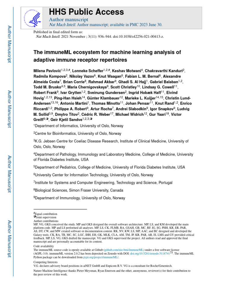 The immuneML ecosystem for machine learning analysis of | PDF | Cross Validation (Statistics ...