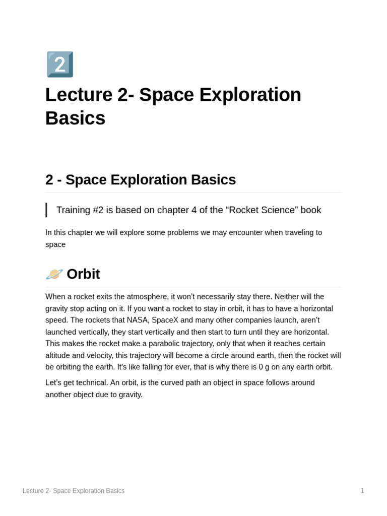 Lecture 2 - Space Exploration Basics | PDF | Gyroscope | Rotation