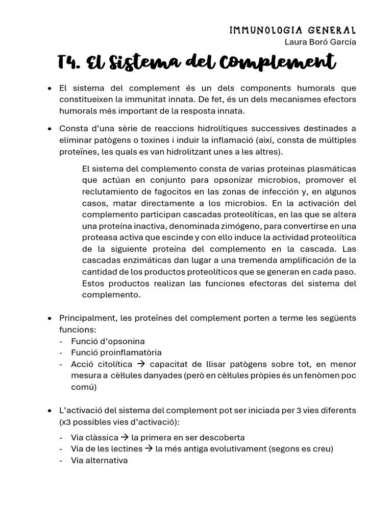 Tema 4 - Temario Sistema Del Complemento y Funciones Del Complemento | PDF