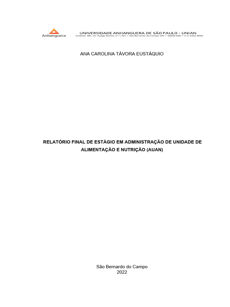 Relatorio Ana Carolina Tavora Eustaquio OFICIAL | PDF | Desperdício
