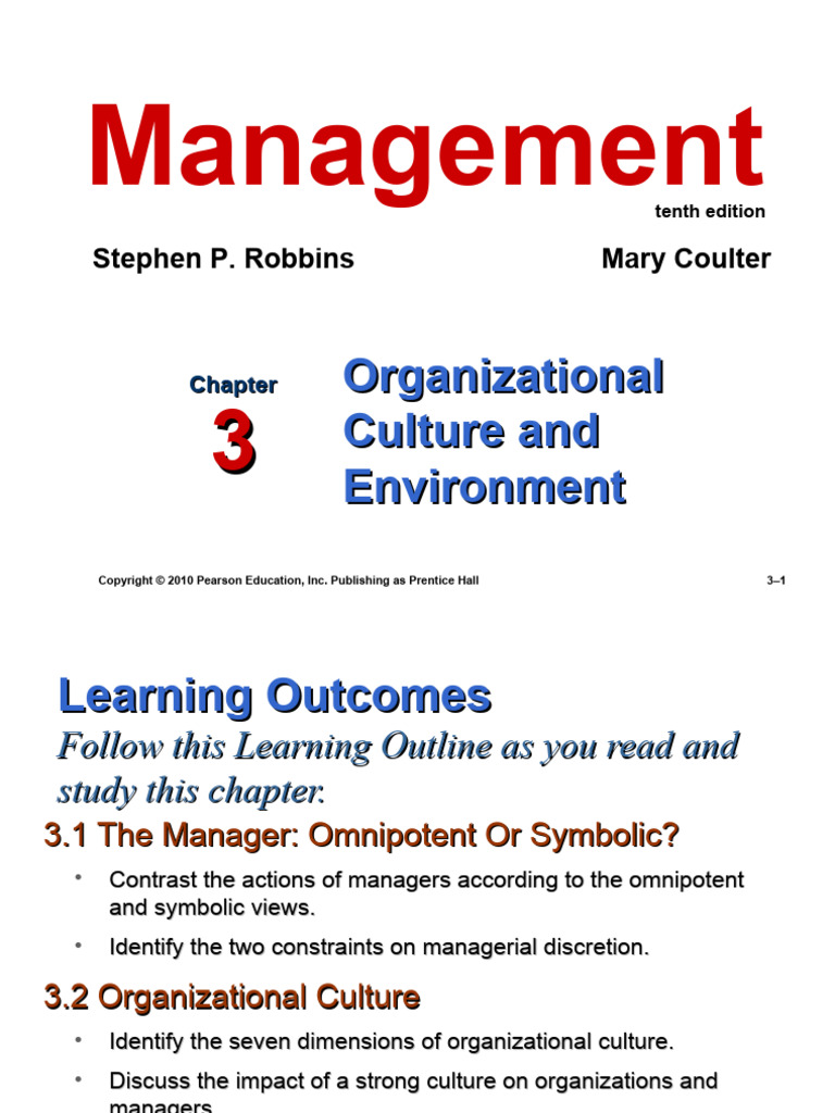 Chapter 3 Management, 15e - Stephen P. Robbins & Mary Coulter & Amy Randel10erobbins - PPT03 - R ...