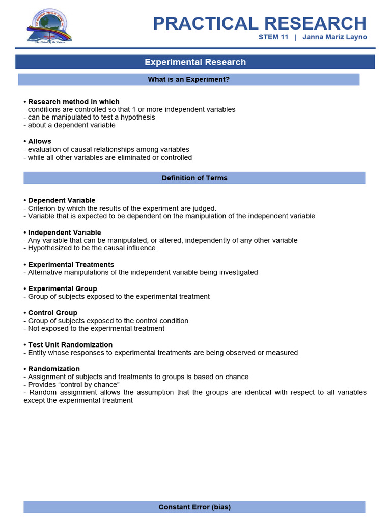 Practical Research 11 STEM | PDF | Experiment | Dependent And ...