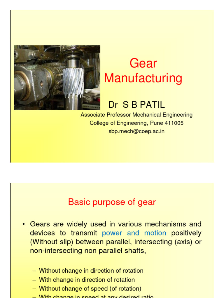 Gear Manufacturing Processes and Applications | PDF | Gear | Machines