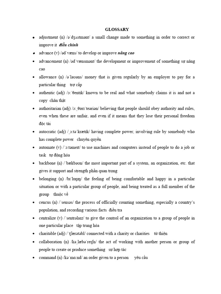 Cob1 Glossary 2 Read Lis | PDF | Vietnam