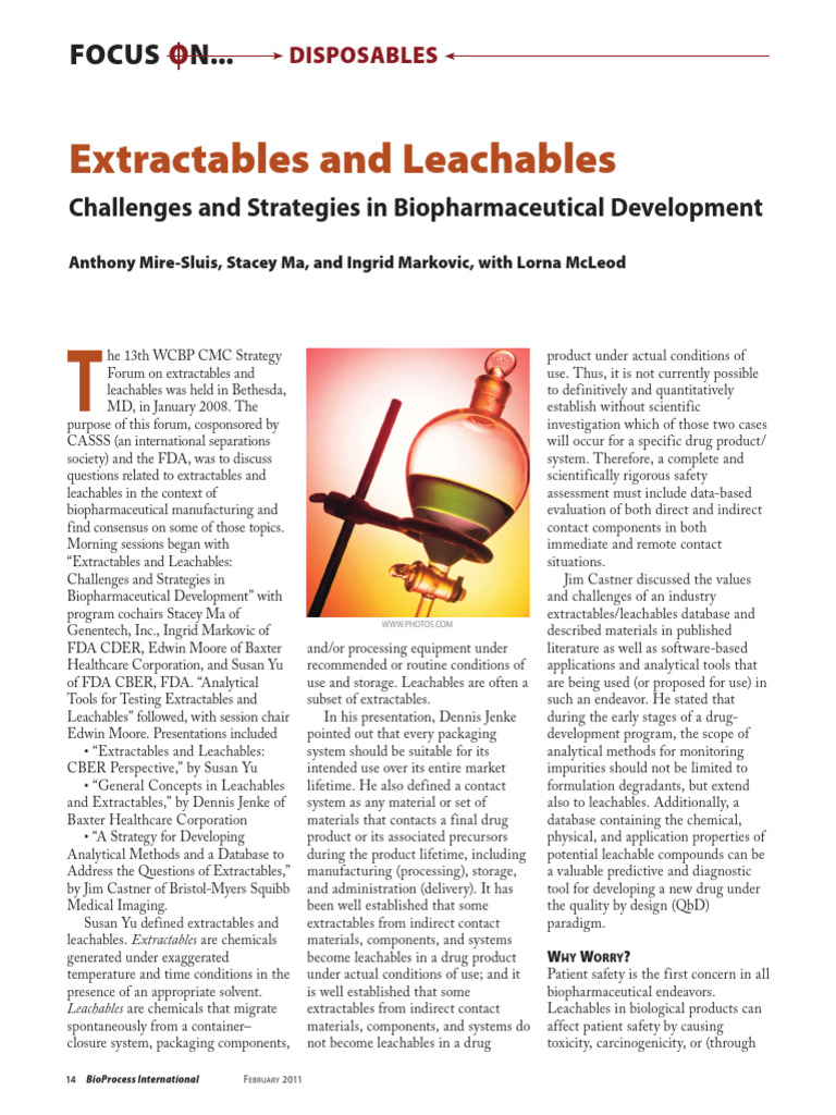Extractables & Leachables in Biopharma | PDF | Pharmaceutical Formulation | Chemistry
