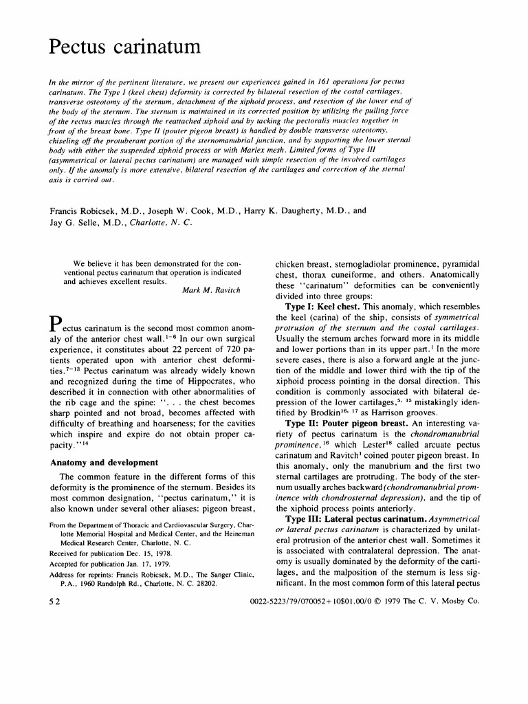 robicsek1979 Pectus carinatum | PDF | Thorax | Musculoskeletal System