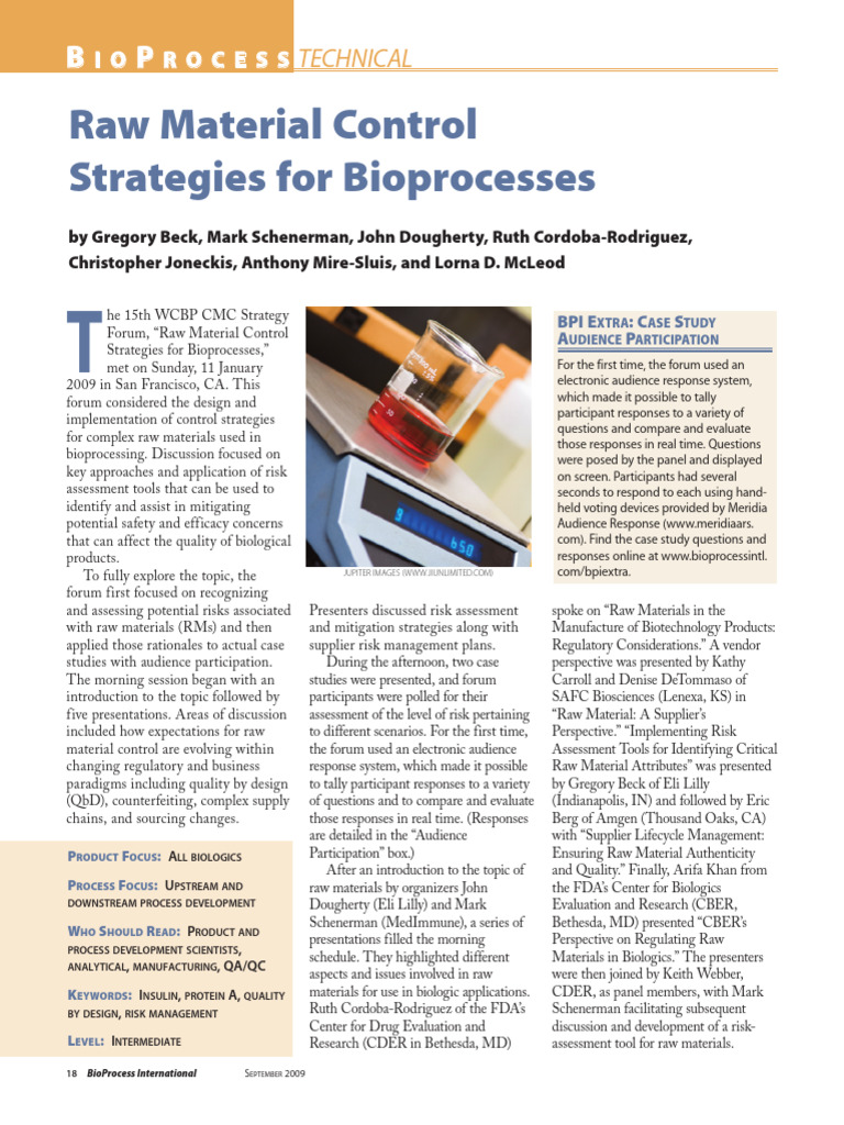 Raw Material Control in Bioprocesses | PDF | Insulin | Audit