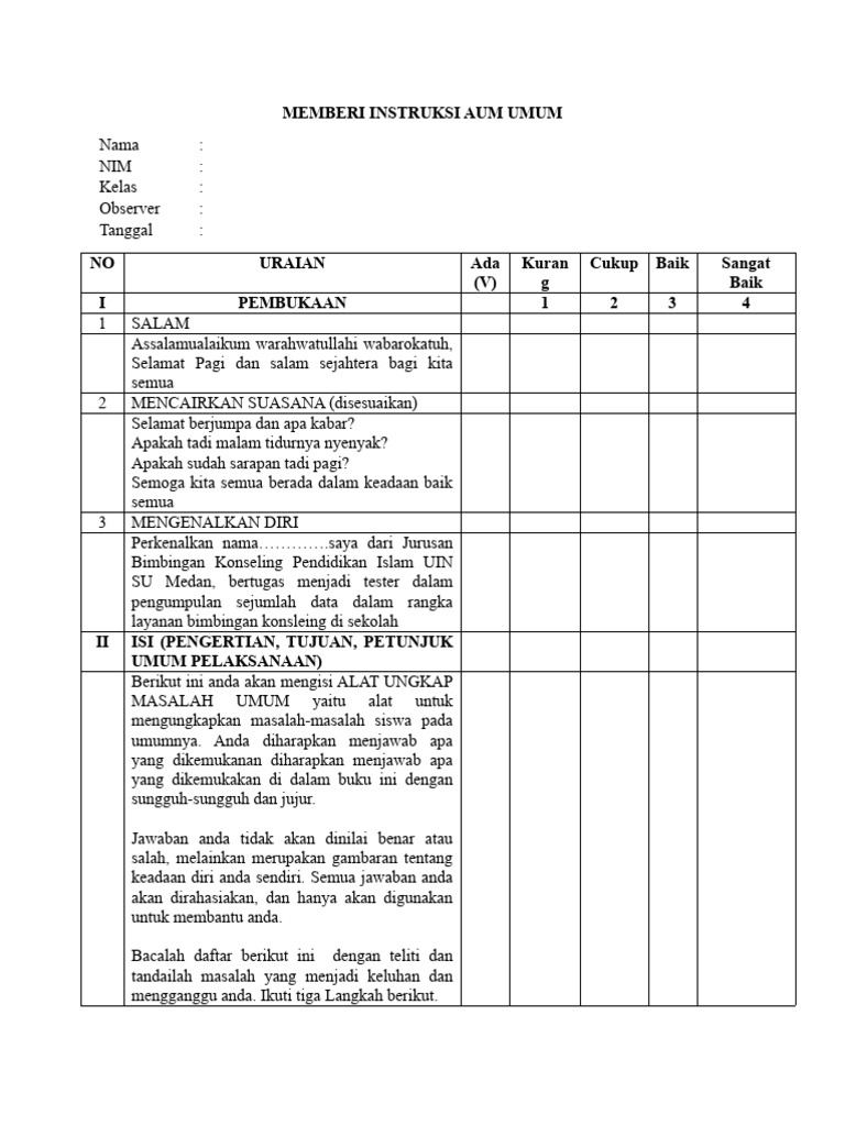 Instruksi Aum - Umum | PDF | Karier & Perkembangan