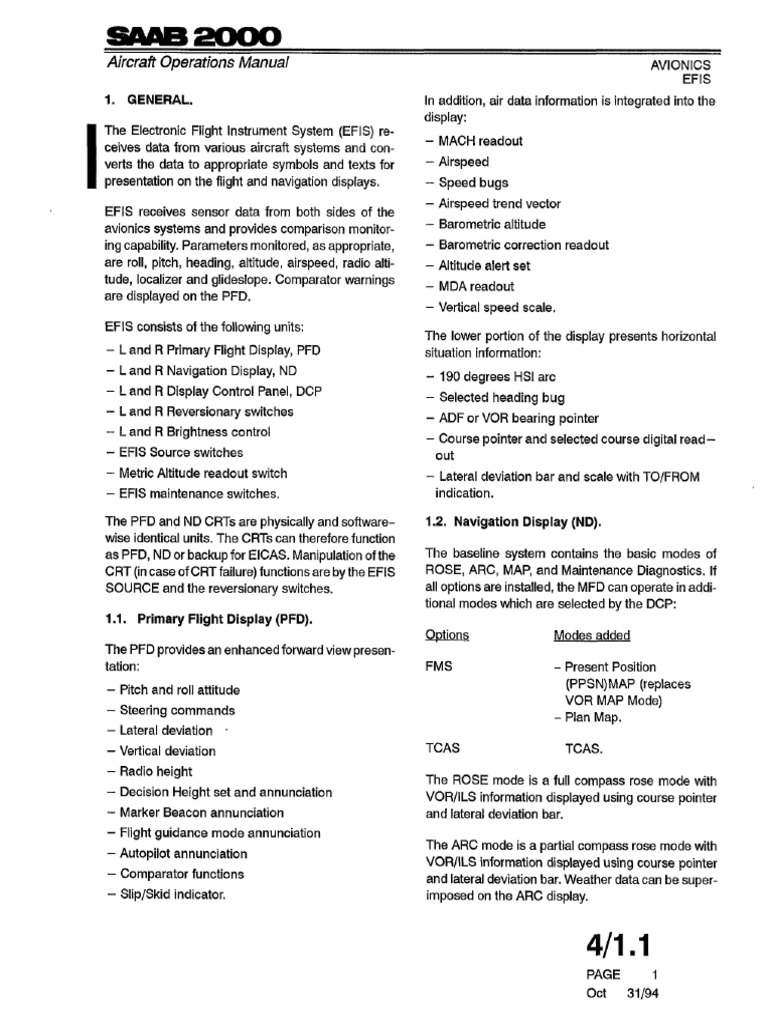 Saab 2000 Avionics (1) | PDF | Aerospace | Aircraft
