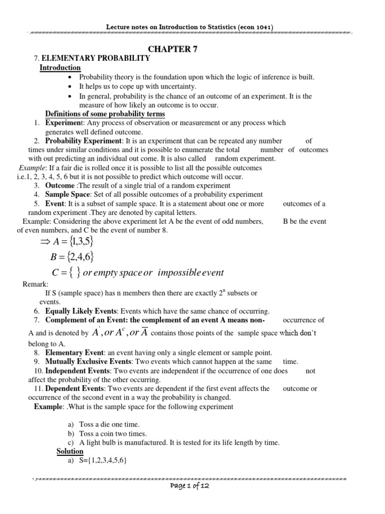 Statistics chp7 | PDF | Probability | Randomness