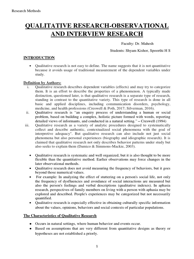 Qualitative Research Methods Overview | PDF | Qualitative Research ...