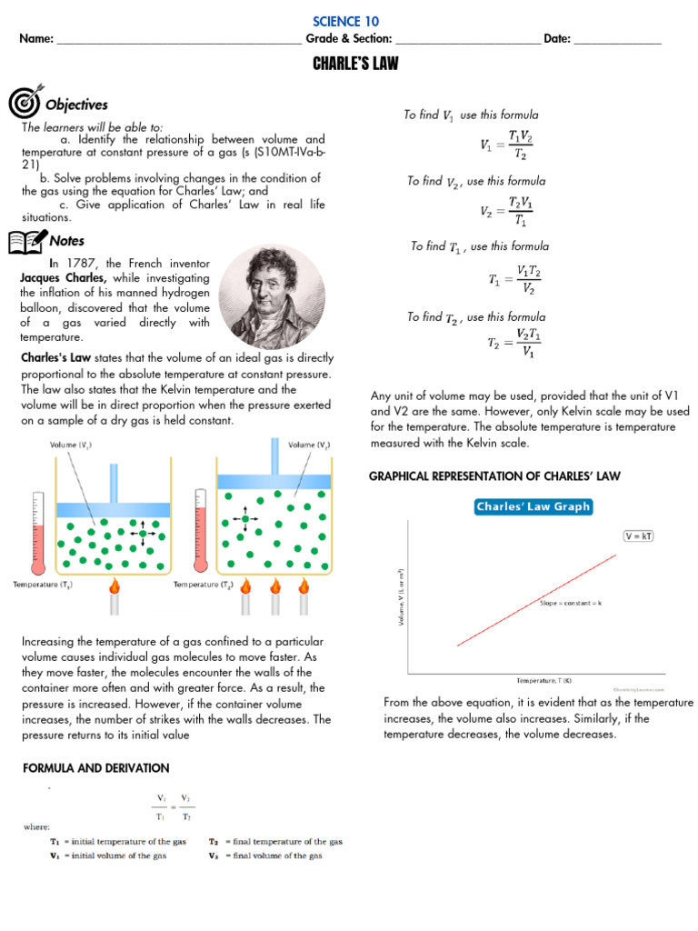 Understanding Charles' Law in Gases | PDF | Gases | Temperature