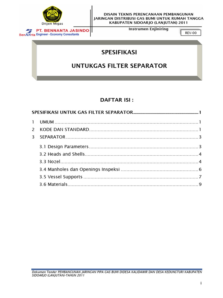 Spesifikasi Separator | PDF