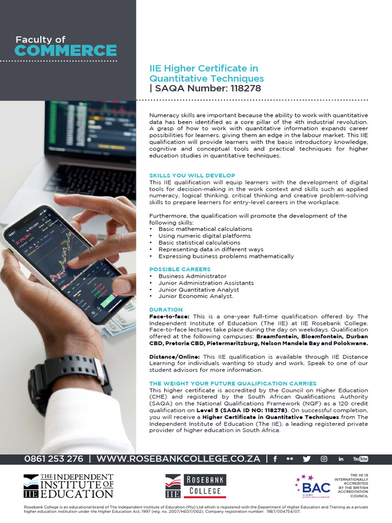 2022 IIE Higher Certificate in Quantitative Techniques | PDF | Critical Thinking | Learning