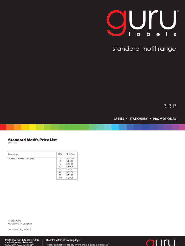 Guru Labels Catalogue - Standard Motifs - RRP - August 2020 - (Lowres ...