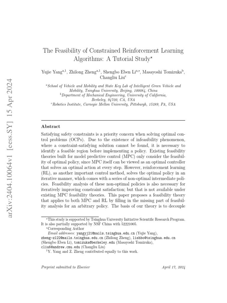 The Feasibility of Constrained Reinforcement Learning Algorithms: A Tutorial Study | PDF ...