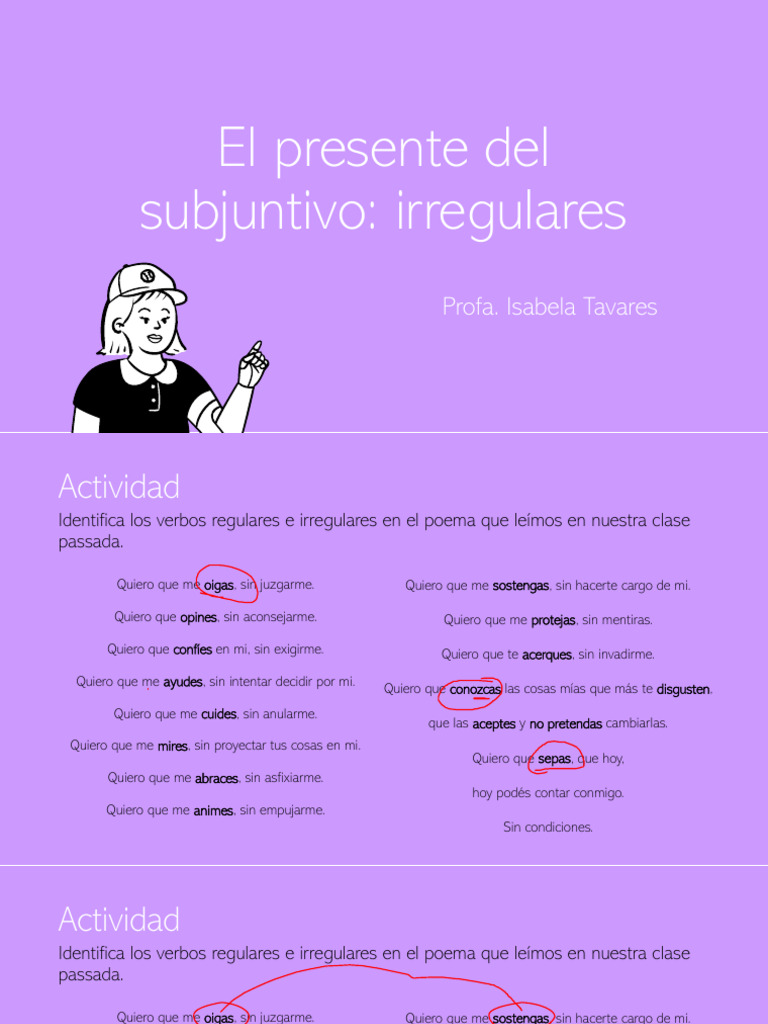 El Presente Del Subjuntivo Irregulares | Descargar gratis PDF ...