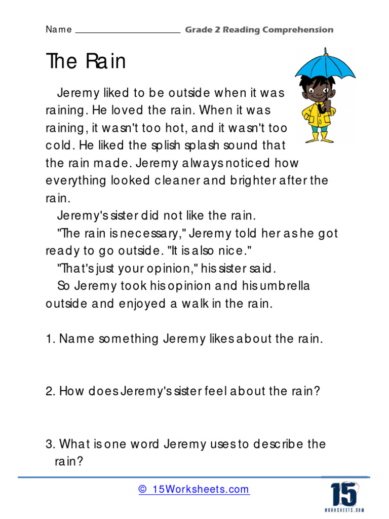 The Rain: Grade 2 Reading Comprehension | PDF