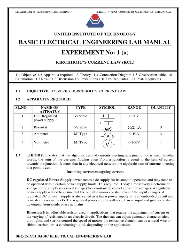 Experiment_1 | PDF | Voltage | Power Supply