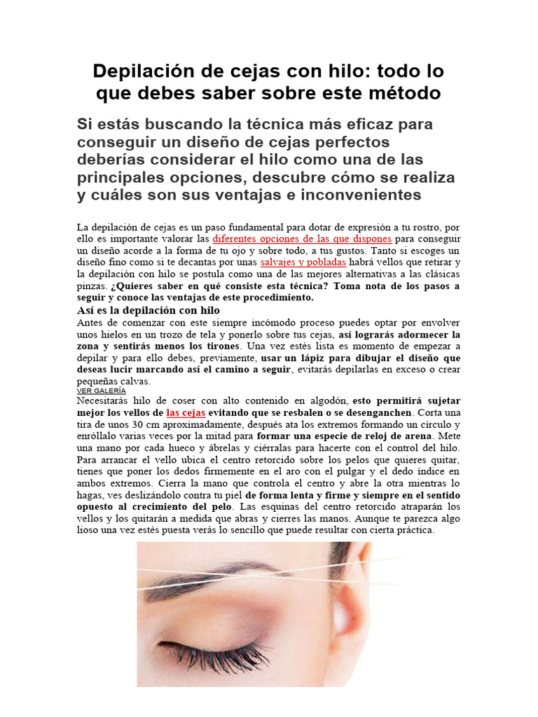 Depilación de cejas con hilo: guía práctica | PDF