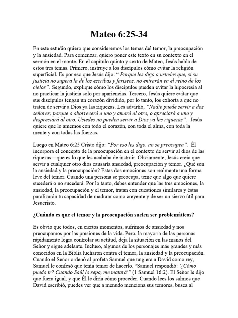 Temor | Descargar gratis PDF | Jesús | Evangelio de Mateo