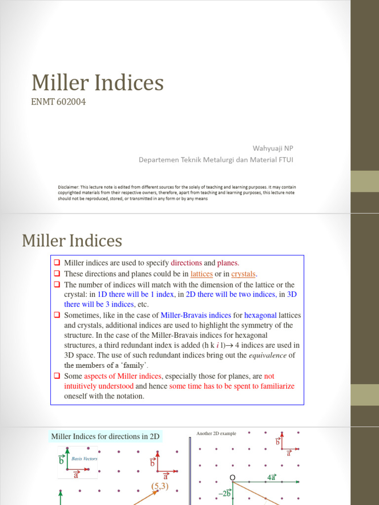 Miller Indices WNP 2024 | Download Free PDF | Crystal Structure | Geometry