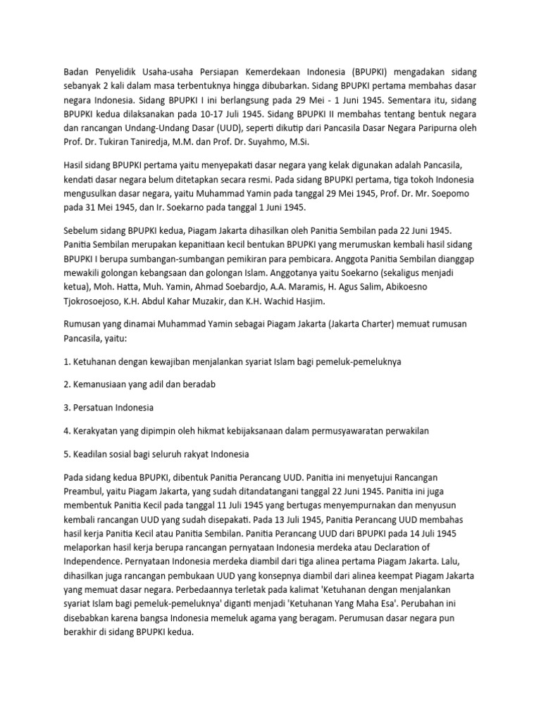 Ringkasan Sidang BPUPKI&PPKI 2 | PDF