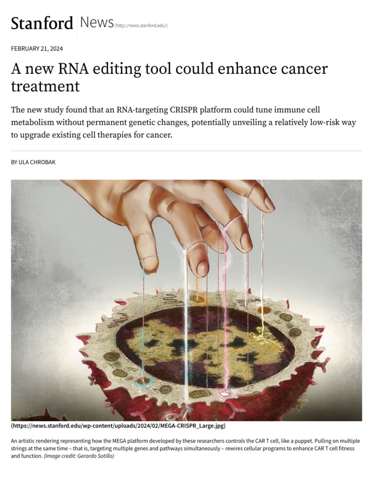 A new RNA editing tool could enhance cancer treatment | Stanford News ...