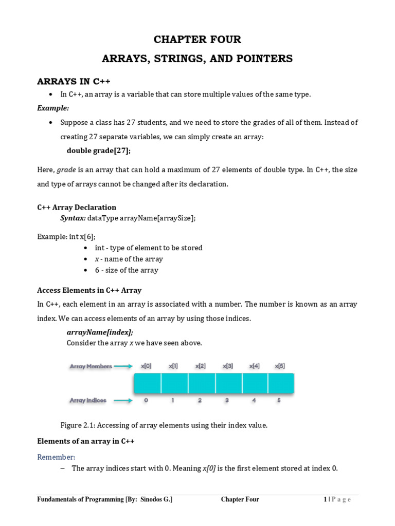 Chapter 4 - Arrays and Strings (Part 1) | PDF | Matrix (Mathematics) | C++ Chapter 4 - Arrays and Strings (Part 1) | PDF | Matrix (Mathematics) | C++