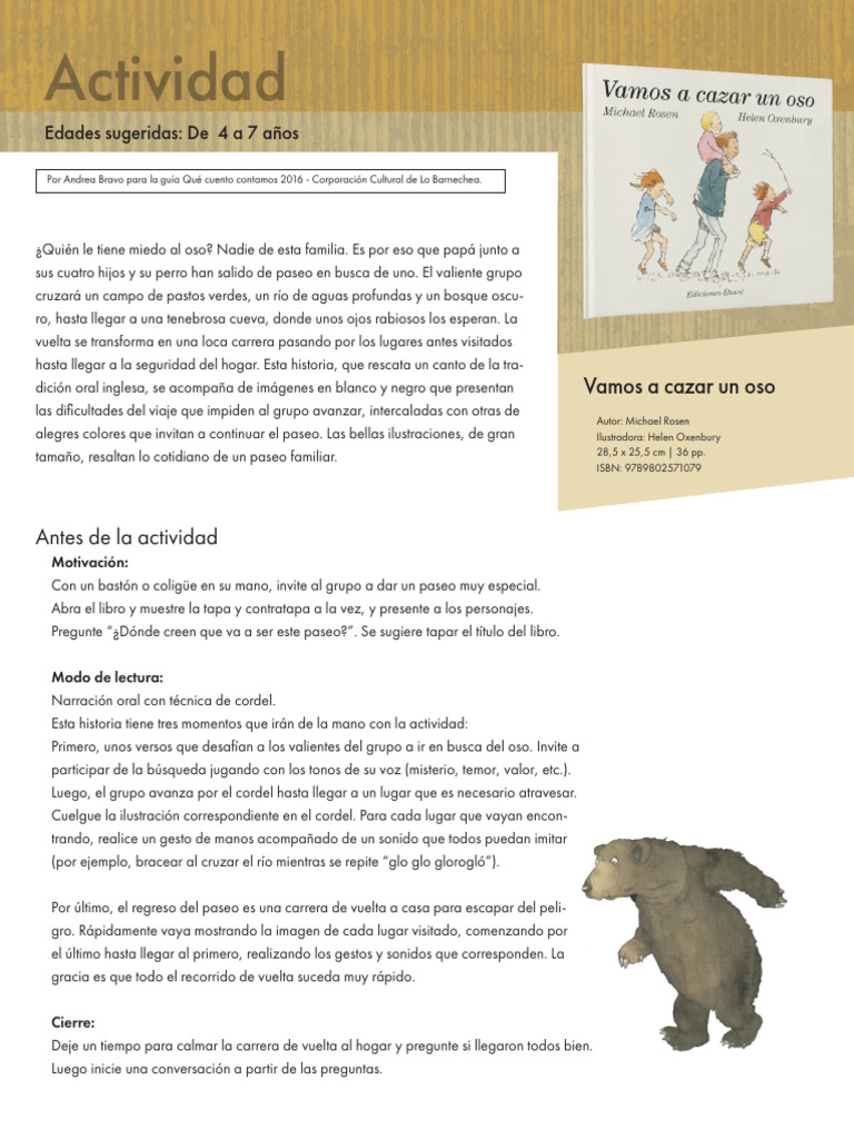 Actividades Vamos A Casar Un Oso | PDF