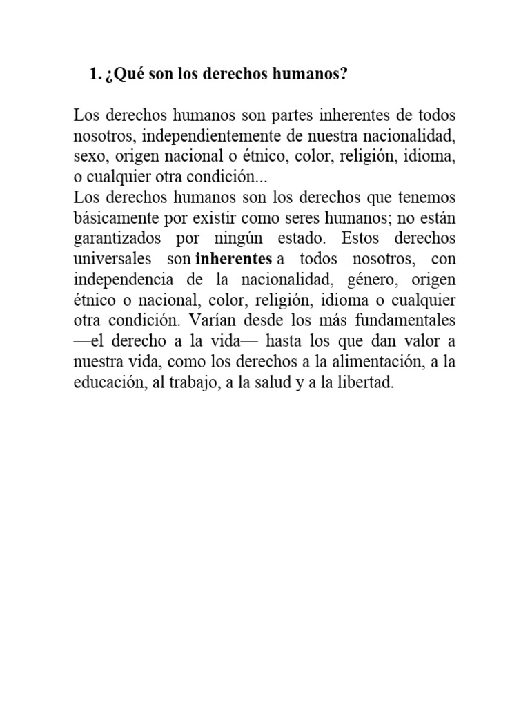 Derechos Humanos: Principios Fundamentales | PDF | Derechos humanos ...