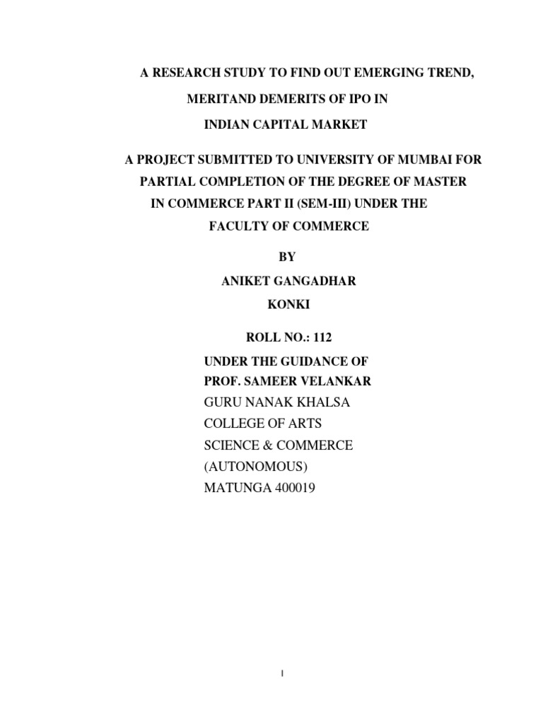 Mcom Project Sem III | PDF | Initial Public Offering | Stocks