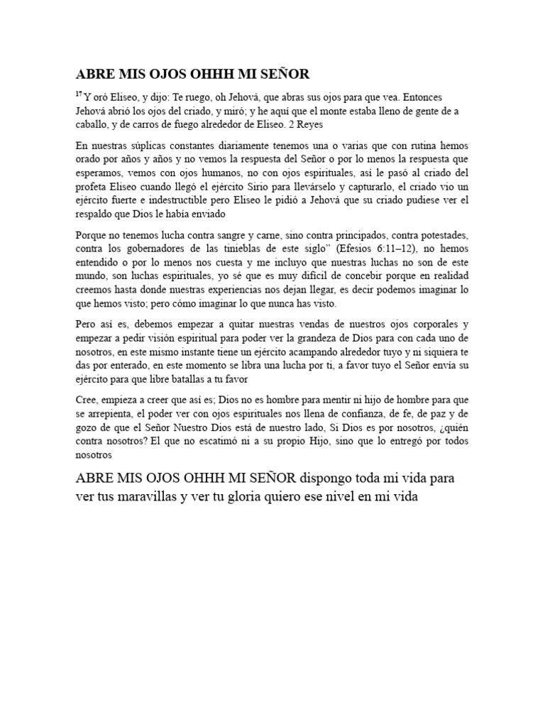 Abre Mis Ojos Ohhh Mi Señor | PDF | Religión y espiritualidad