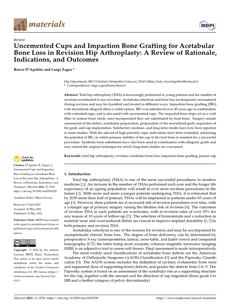 Uncemented Cups and Impaction Bone Grafting For Acetabular 2022 ...