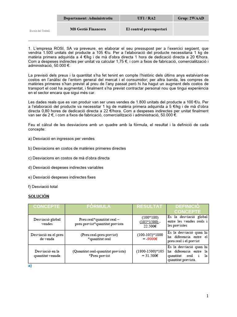 Exercici Pressupost | PDF