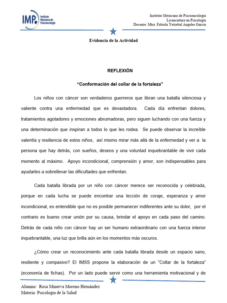 Reflexion | PDF | Sicología | Cáncer