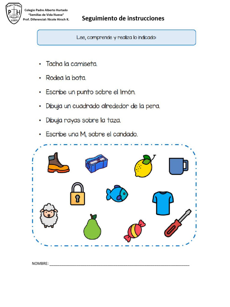 Actividad seguimiento de instrucciones KINDER | PDF